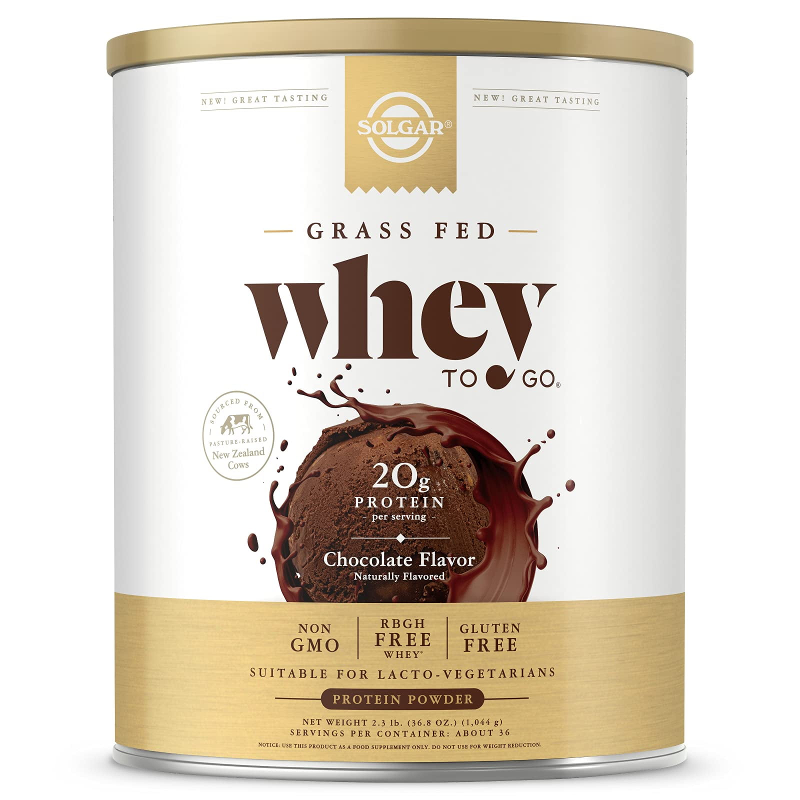 Proteína en polvo Solgar Grass Fed Whey to Go Chocolate, 1,04 kg ...