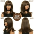 Creamily 14 inches Brown Wig with Bangs Straight Short Bob Wigs Brown ...