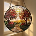 Apple Orchard Stained Glass Style Suncatcher, Round Sunset Window Panel ...
