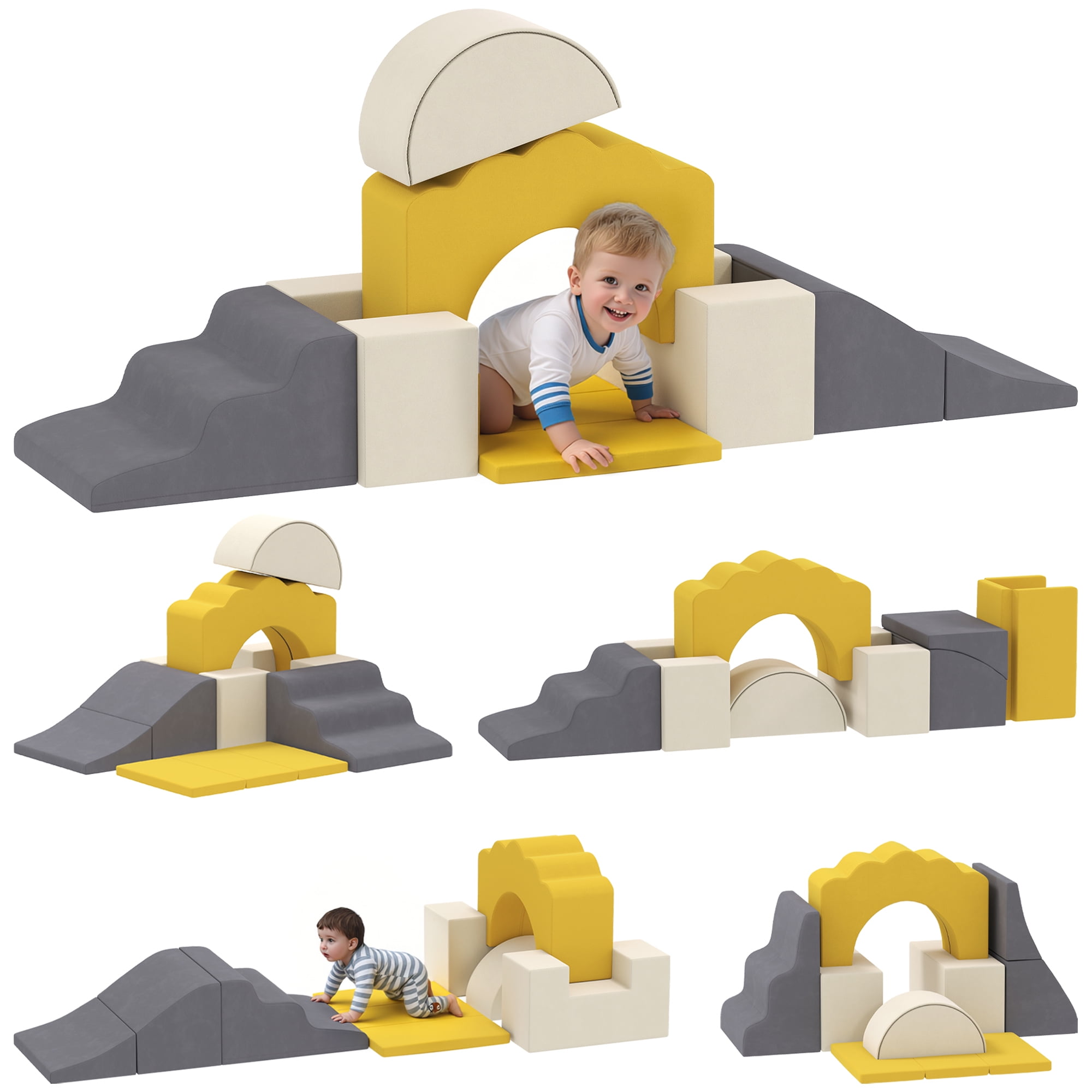 Click here for Qaba 7-Piece Baby Soft Play Set  Foam Climbing Blo... prices