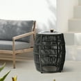 Emory Indoor Outdoor Garden Stool End Table in Charcoal Rope and Gray ...