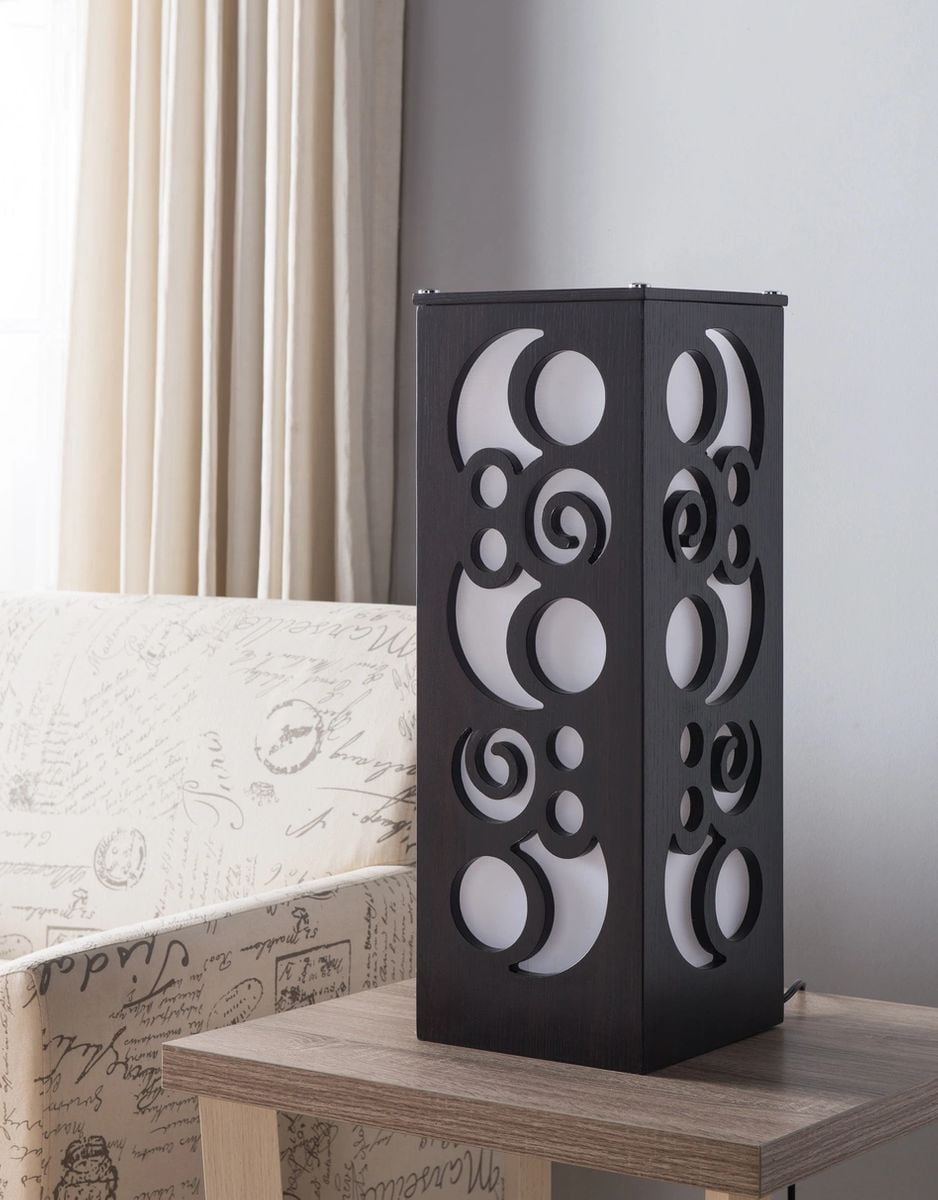 FC Design Wooden Square Table Lamp with Pattern in Red Cocoa Finish ...