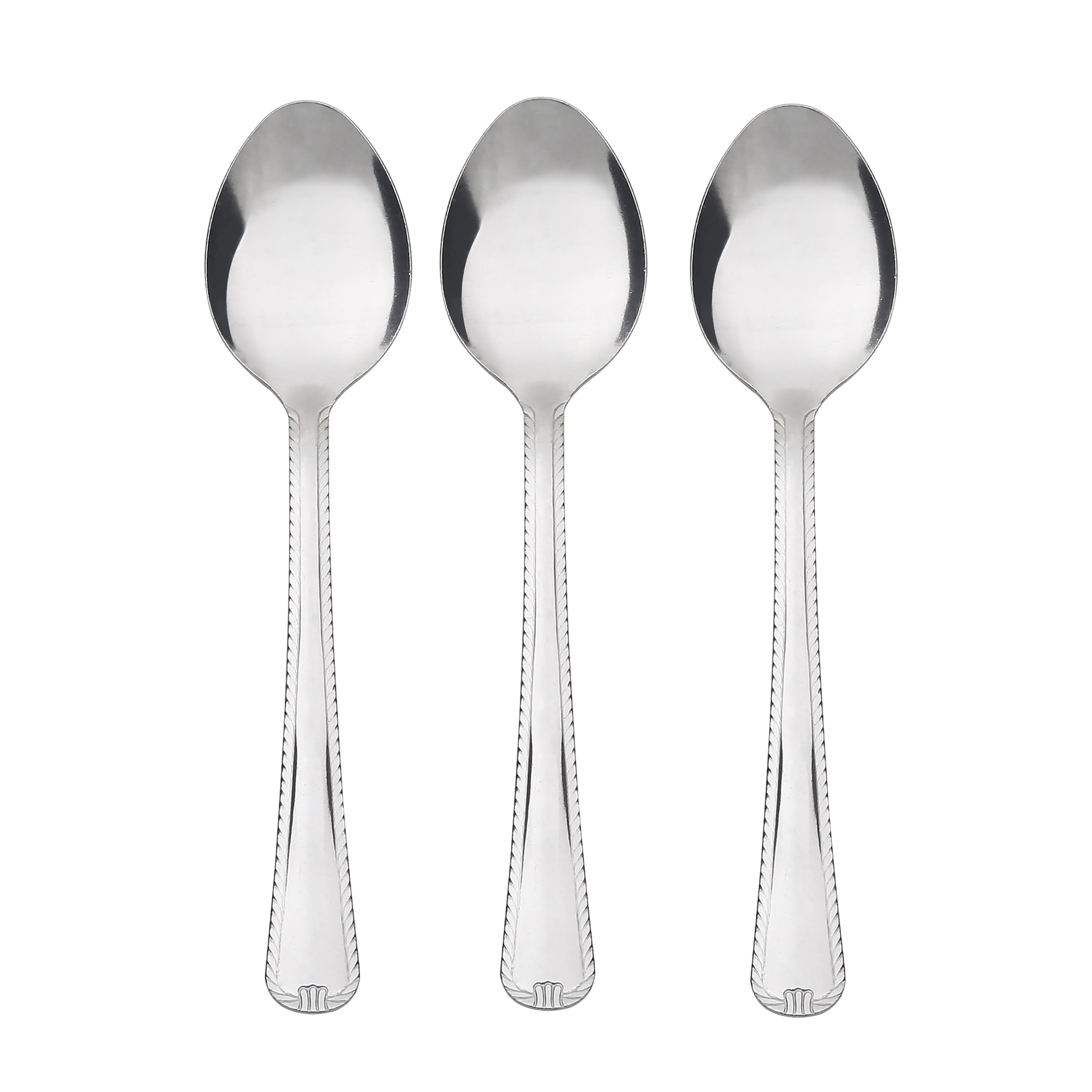 Mainstays 3-Piece Lace Pattern Dinner Spoons Silver, Adult Spoons ...