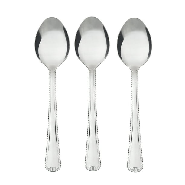 Mainstays 3-Piece Lace Pattern Dinner Spoons Silver, Adult Spoons ...