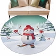 Cartoon Snowman 6' Round Rug for Living Room Under Coffee Table, Winter ...