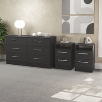 Kappesberg Liden Modern 3-Piece Black Bedroom Set with 50" W Dresser ...