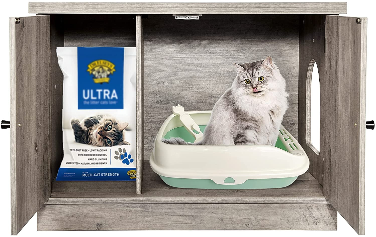 Cat Litter Box Enclosure, Litter Box Bench for Cleaning, Hidden Wooden ...