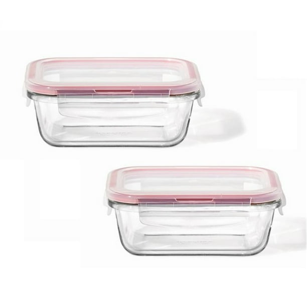LocknLock - Set of 2 Airtight and Leakproof Glass Containers, 380mL Capacity, Red - Walmart.ca