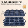 2 Pack Silicone Muffin Pan 12 and 24 Cup with Metal Frame,Non Stick ...
