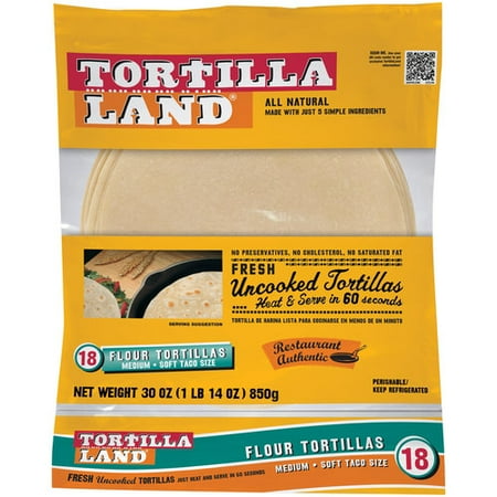 TortillaLand Uncooked Flour Tortillas, 18 count, 30 oz - Walmart.com