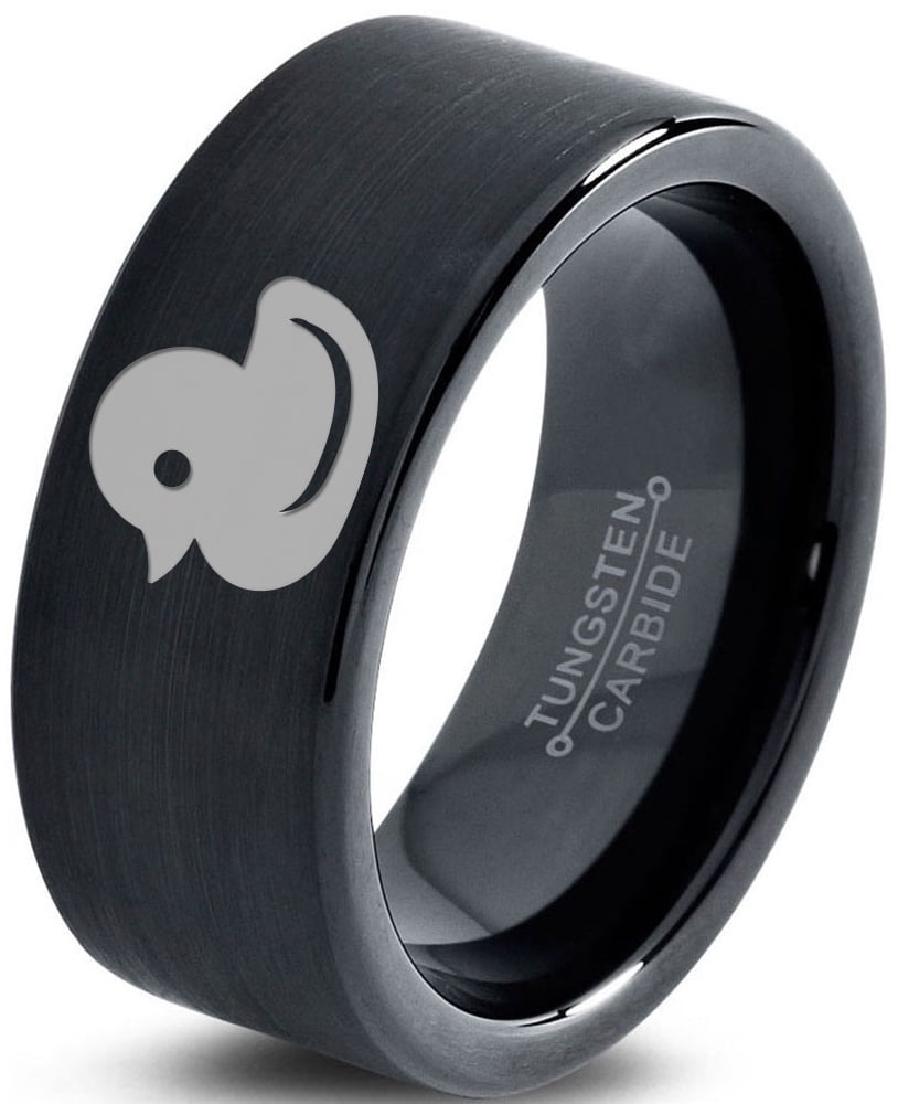 Tungsten Rubber Ducky Duck Band Ring 9mm Men Women Comfort Fit Black ...