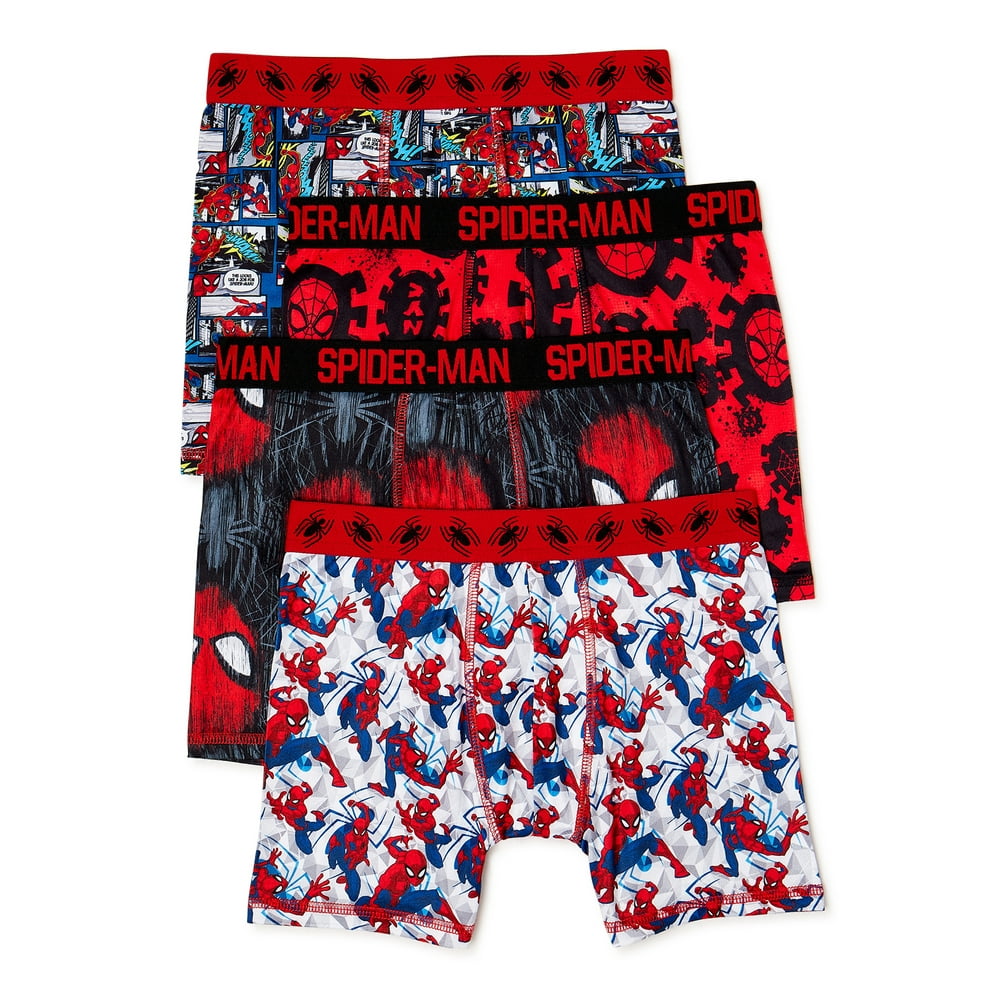 Spider-Man - Boy's Marvel Spider-Man 4pk Boxer Brief, Size 4-14 ...