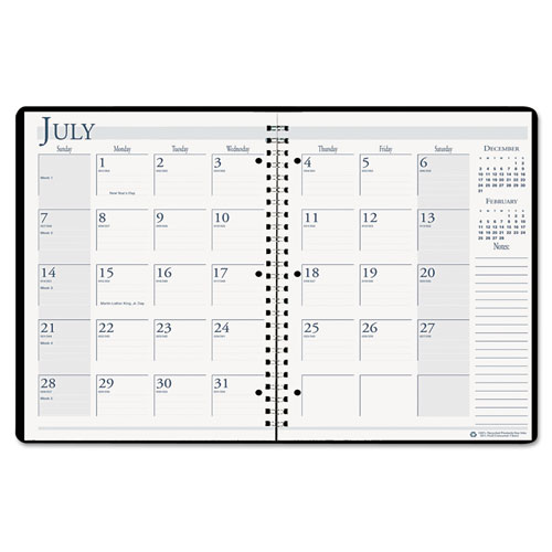 "Spiralbound Academic Monthly Planner, 11 x 8.5, Black Cover, 14-Month ...