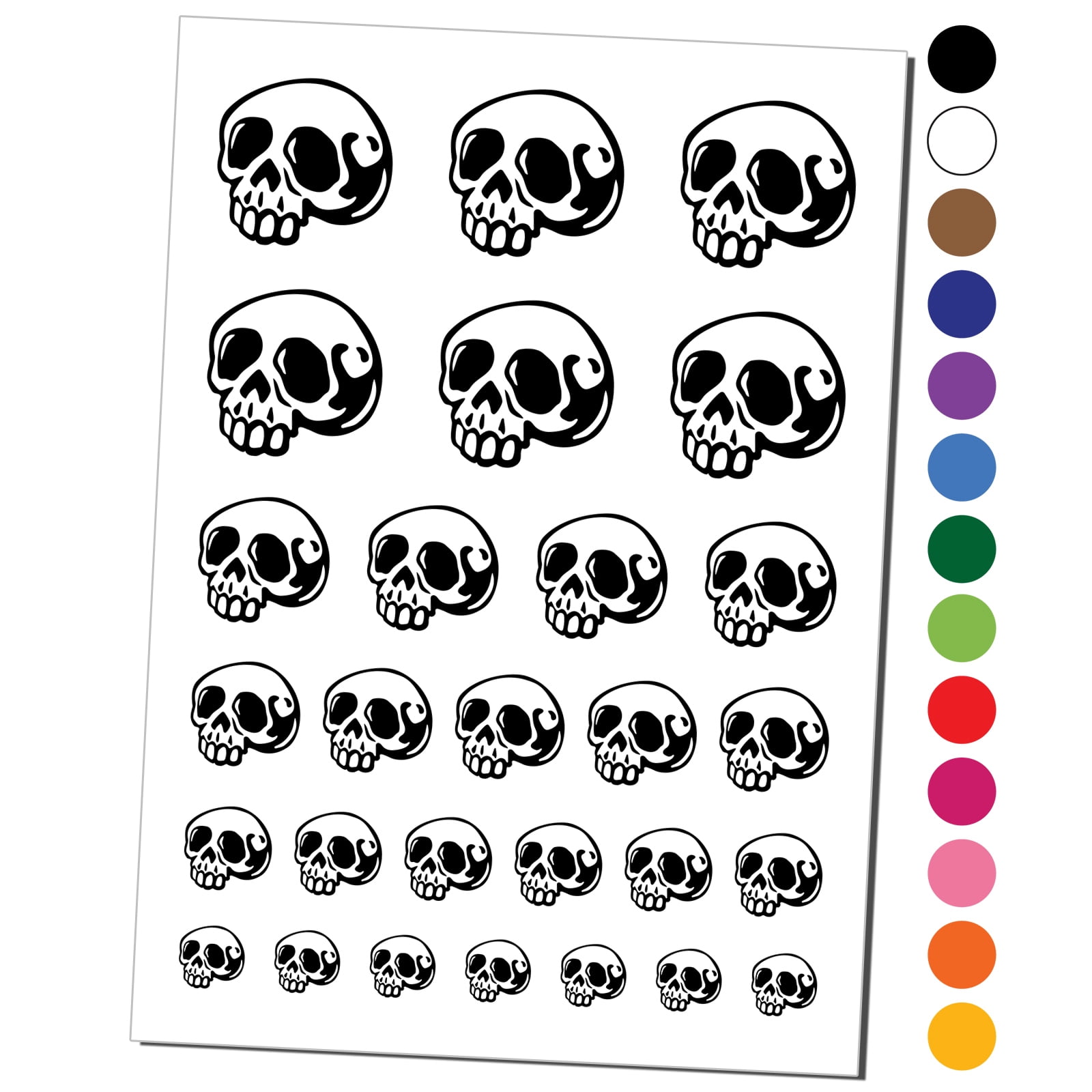 Creepy Skull Halloween Water Resistant Temporary Tattoo Set Fake Body ...