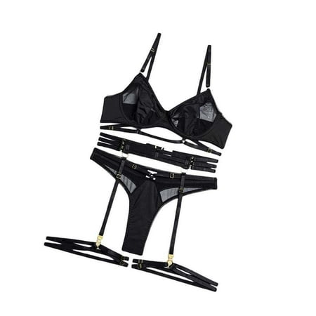 Langgg 3-Piece Bra Set Women Patchworks Lingerie Sets Skin Friendly ...