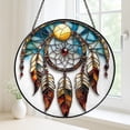 Decorative Feather Glass Suncatcher Panel, Boho Style Window Hanging ...
