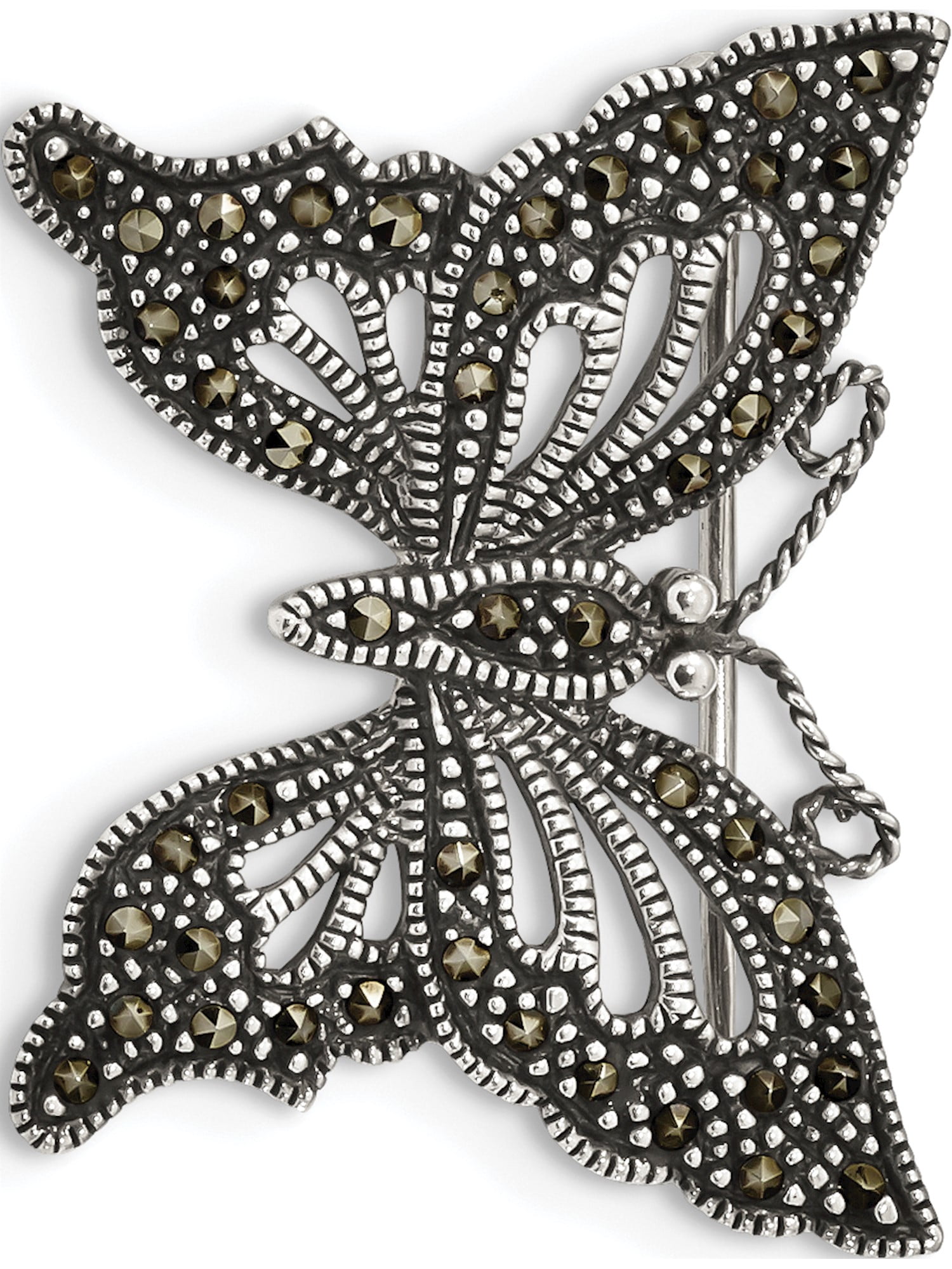 925 Sterling Silver Antiqued Marcasite Butterfly Pin | Walmart Canada