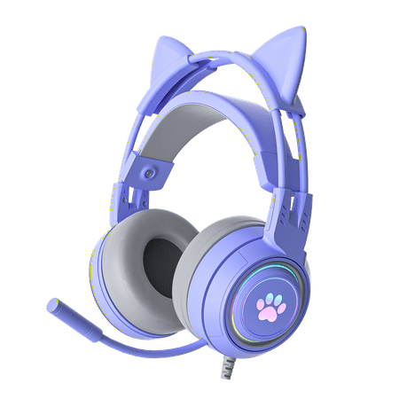 Gamer Cat Ear Gaming Headset with Microphone Computer Headset with RGB ...