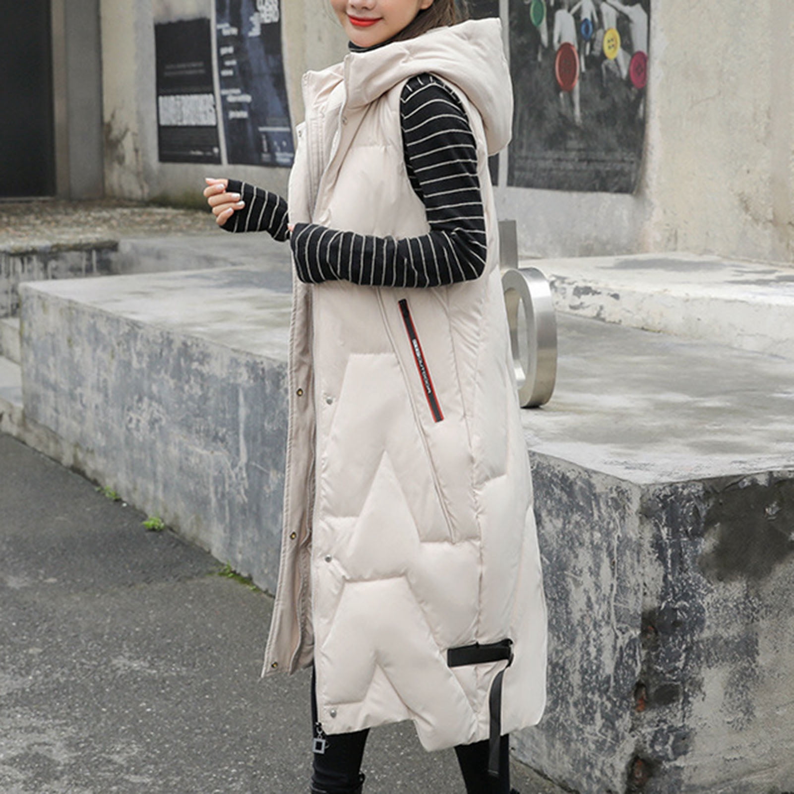 PERZOE Waistcoat Slant Pockets Buttons Zipper Placket