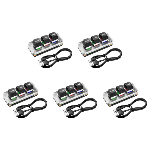 Peggybuy RGB Mini Cut Copy Paste Keyboard 3-Key USB Type-C Gaming ...