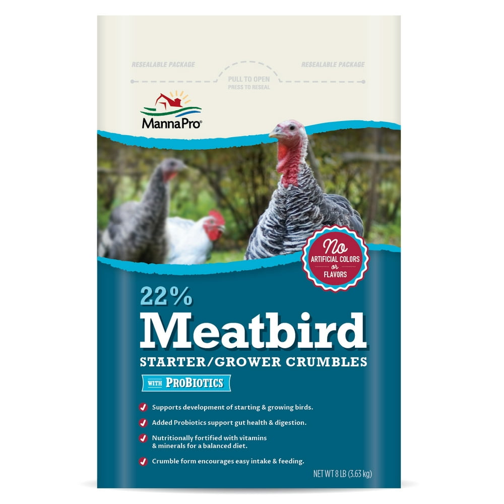 Manna Pro Poultry Feed 22% Meatbird Starter/Grower Crumbles with ...