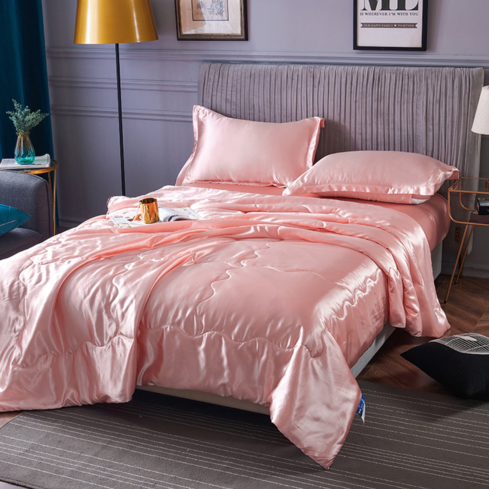 Click here for Topllc Silk Satin Comforter Queen Size  Solid Colo... prices