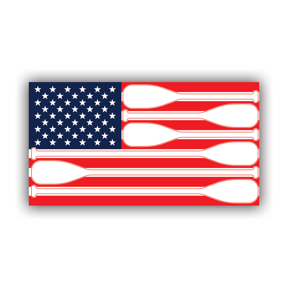 Canoe Paddle American Flag Sticker Decal - Self Adhesive Vinyl ...
