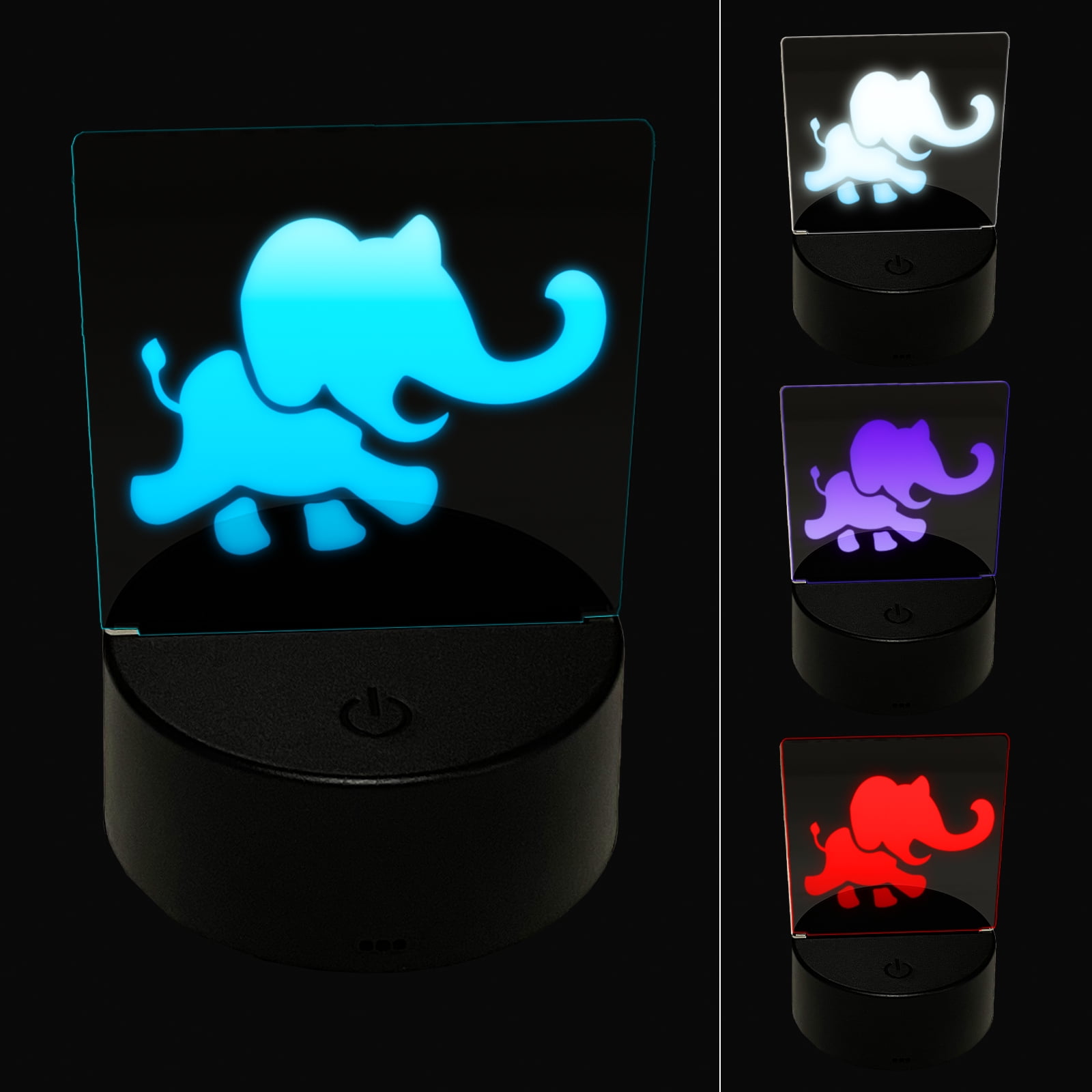 Marching Baby Elephant LED Night Light Sign 3D Illusion Desk Nightstand ...