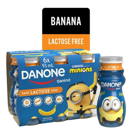 Danino Banana Drinkable Yogurt Lactose Free for Kids, Minions, 6x93 ml ...