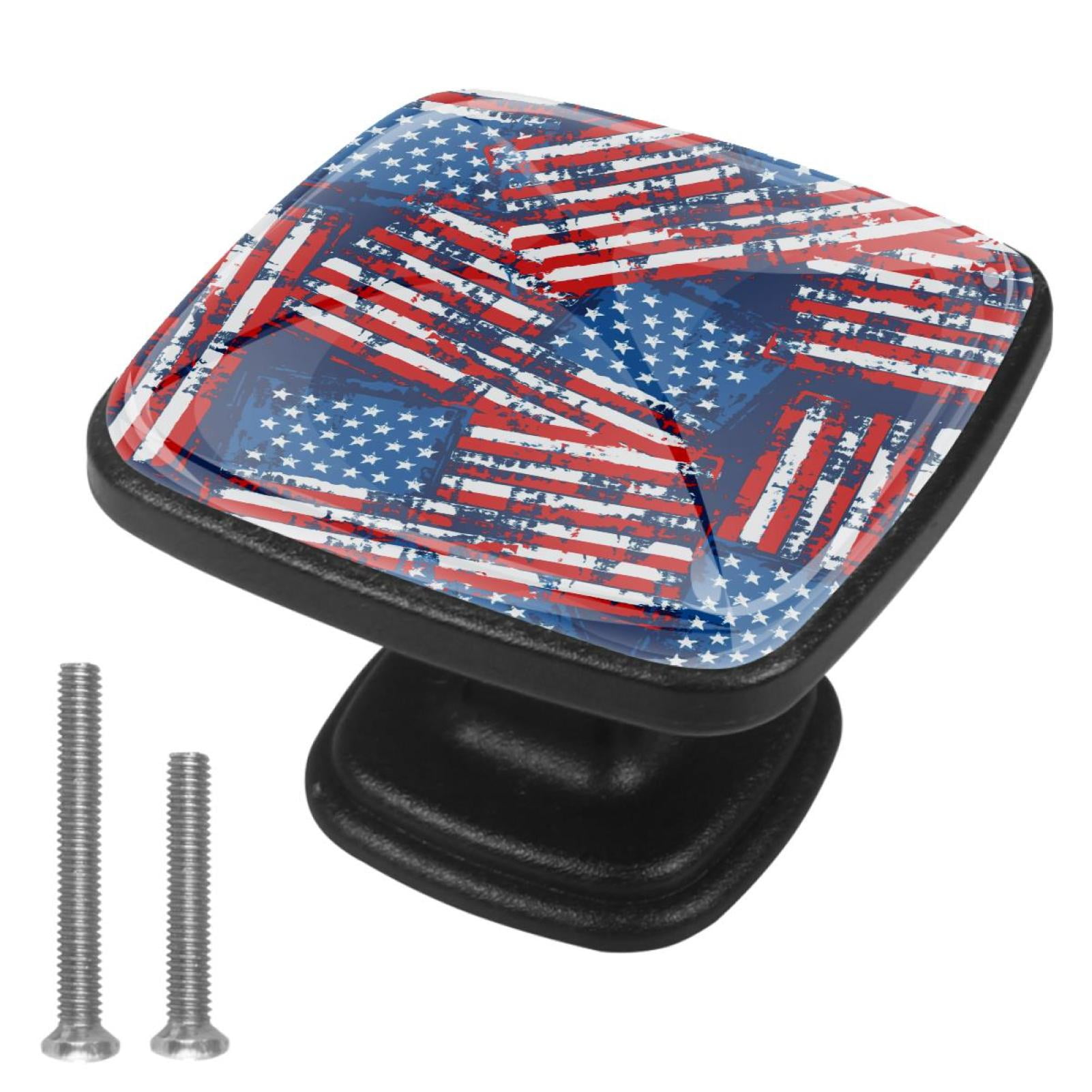 4 Pcs Cabinet Handle Drawer Pulls USA Flag the United States Knobs with ...