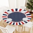 4th of July Round Fitted Tablecloth with Elastic Patriotic Independence ...