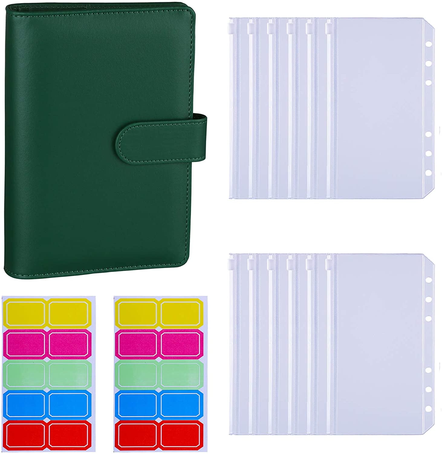 Antner A6 PU Leather Binder Cover with 12PCS A6 Binder Pockets Loose ...