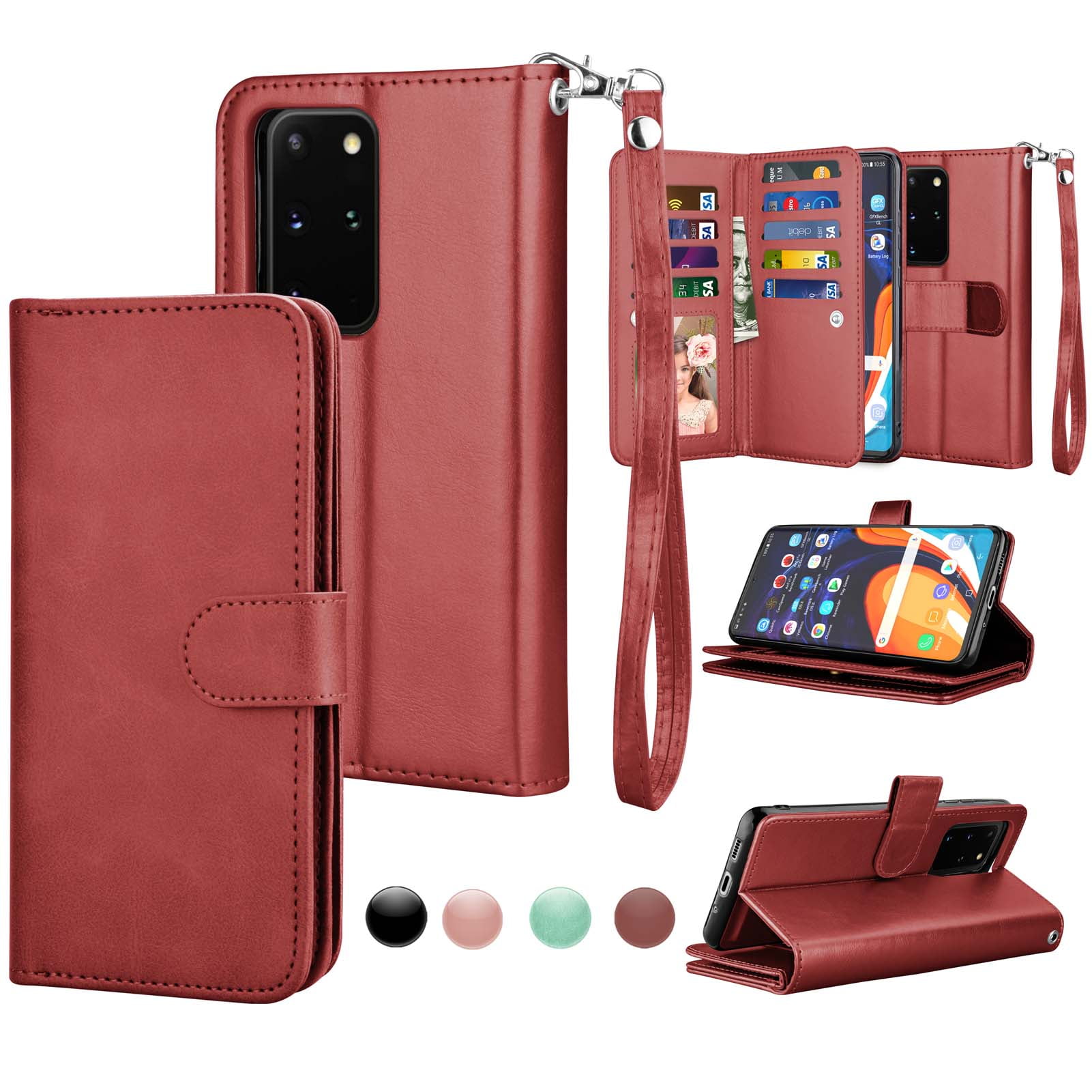 Wallet Cases for Samsung Galaxy S20 / S20+ / S20 Plus / S20 Ultra, Njjex [Wrist Strap] Luxury PU ...