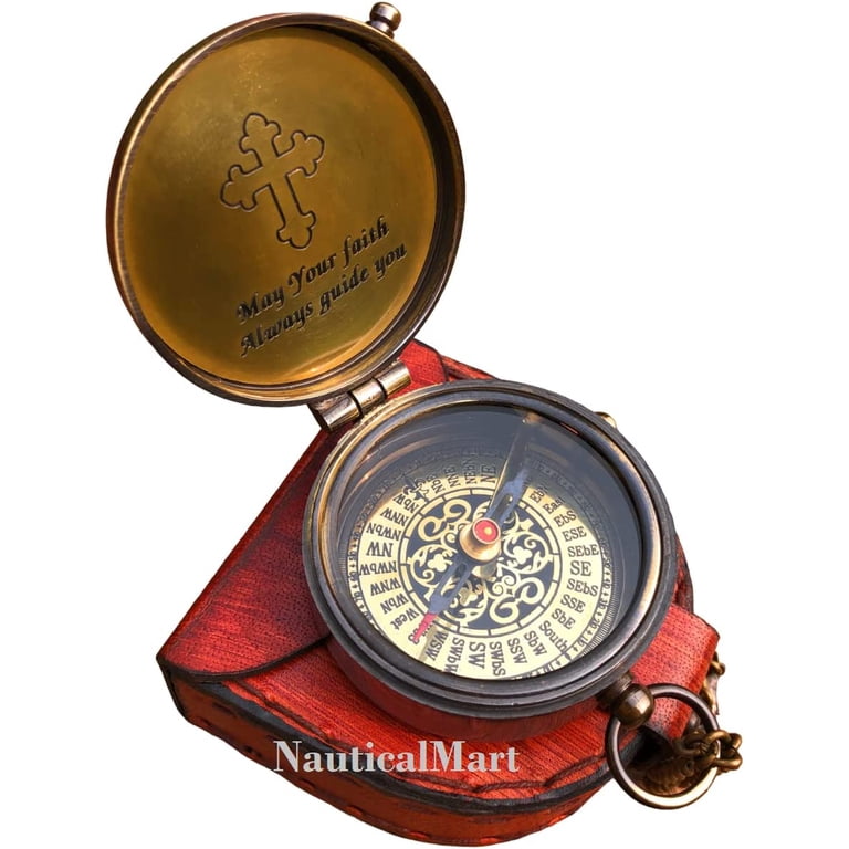 Leather Case Compass Keepsake May Your Faith Always Guide You Engraved ...