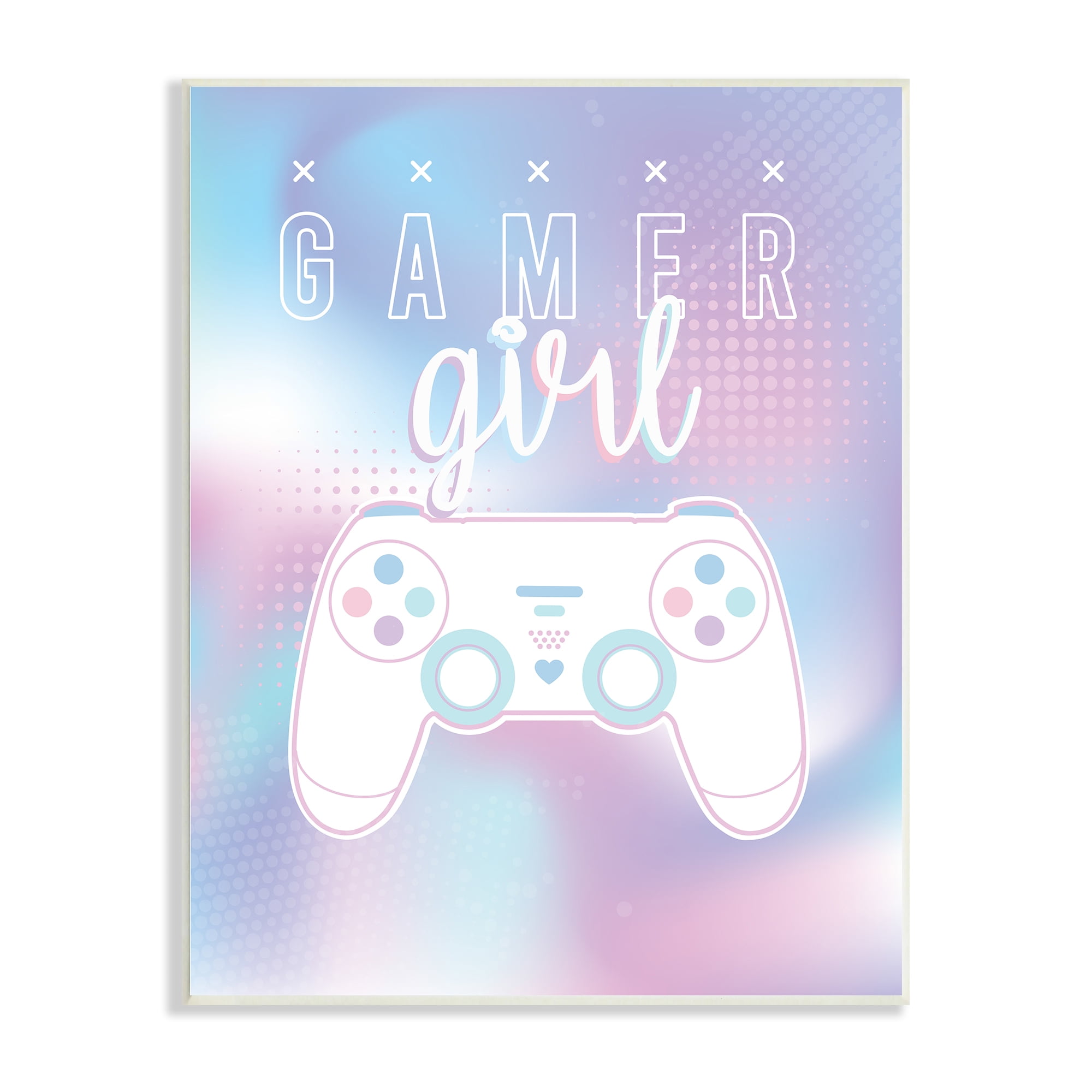 Stupell Industries Gamer Girl Pastel Typography Video Game Controller ...