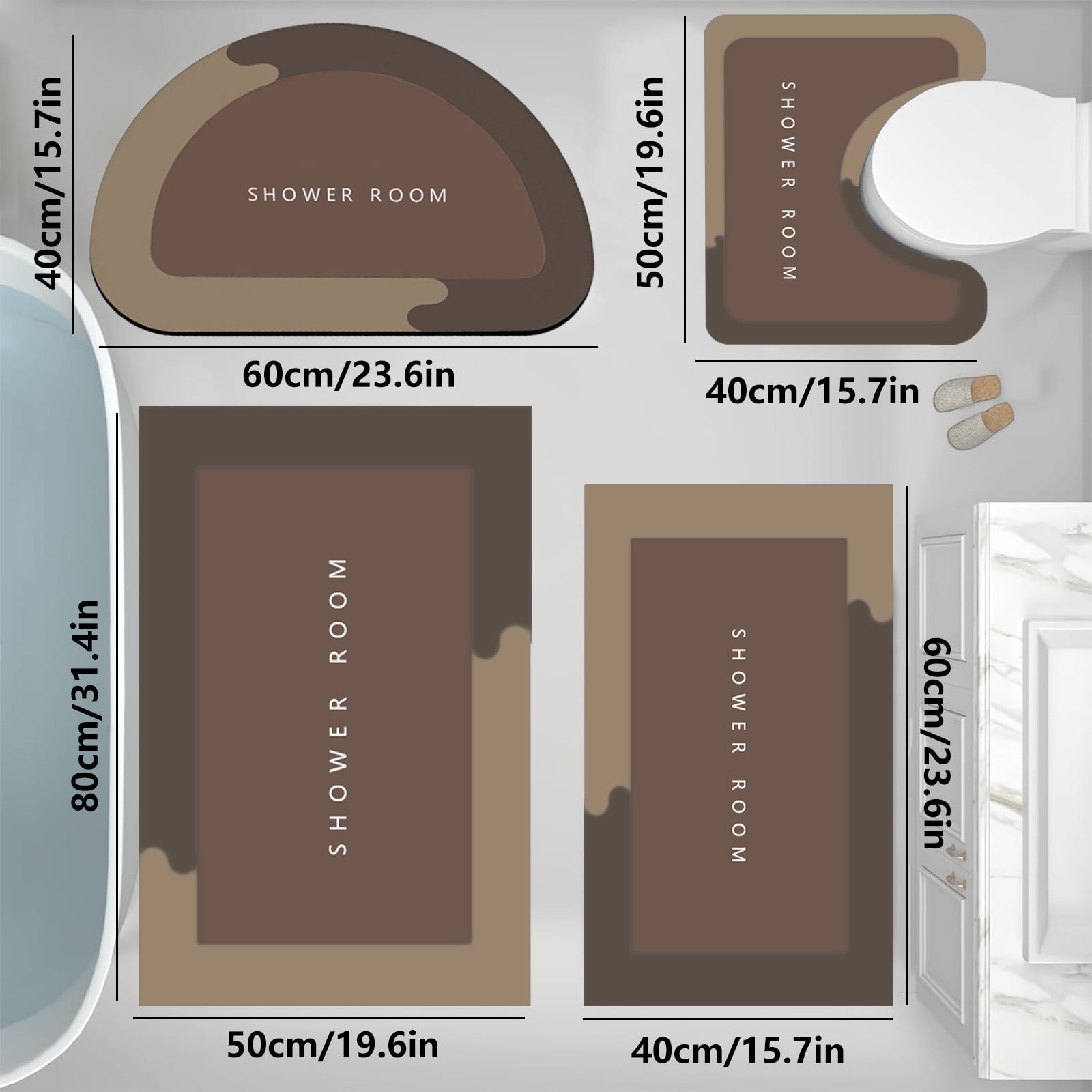 Click here for Dvkptbk 4 Pieces Bathroom Set  Brown Bathroom Rugs... prices