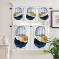 Blue Gold Gray Color Block Curtain Tier and Valance Set 3 Piece ...