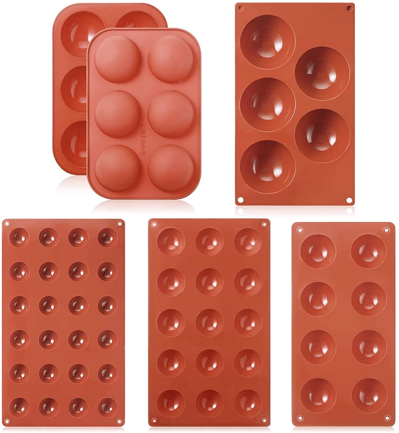 6 Pieces Semi Sphere Silicone Molds, 5 Sizes Baking Semicircular Mold ...