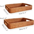 2 Pack Natural Rattan Serving Trays with Handles – Handwoven ...