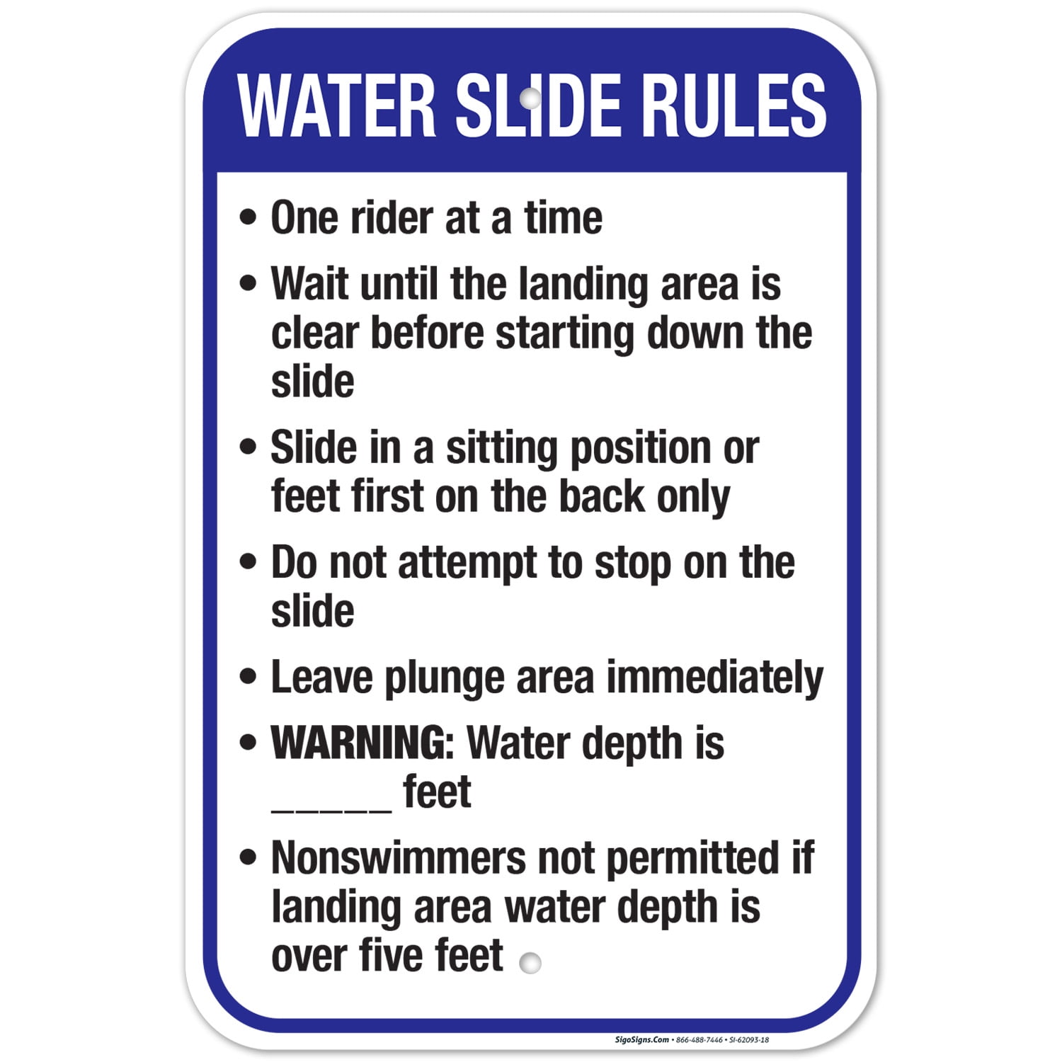 Montana Water Slide Rules Sign, Complies With State Of Montana Pool ...