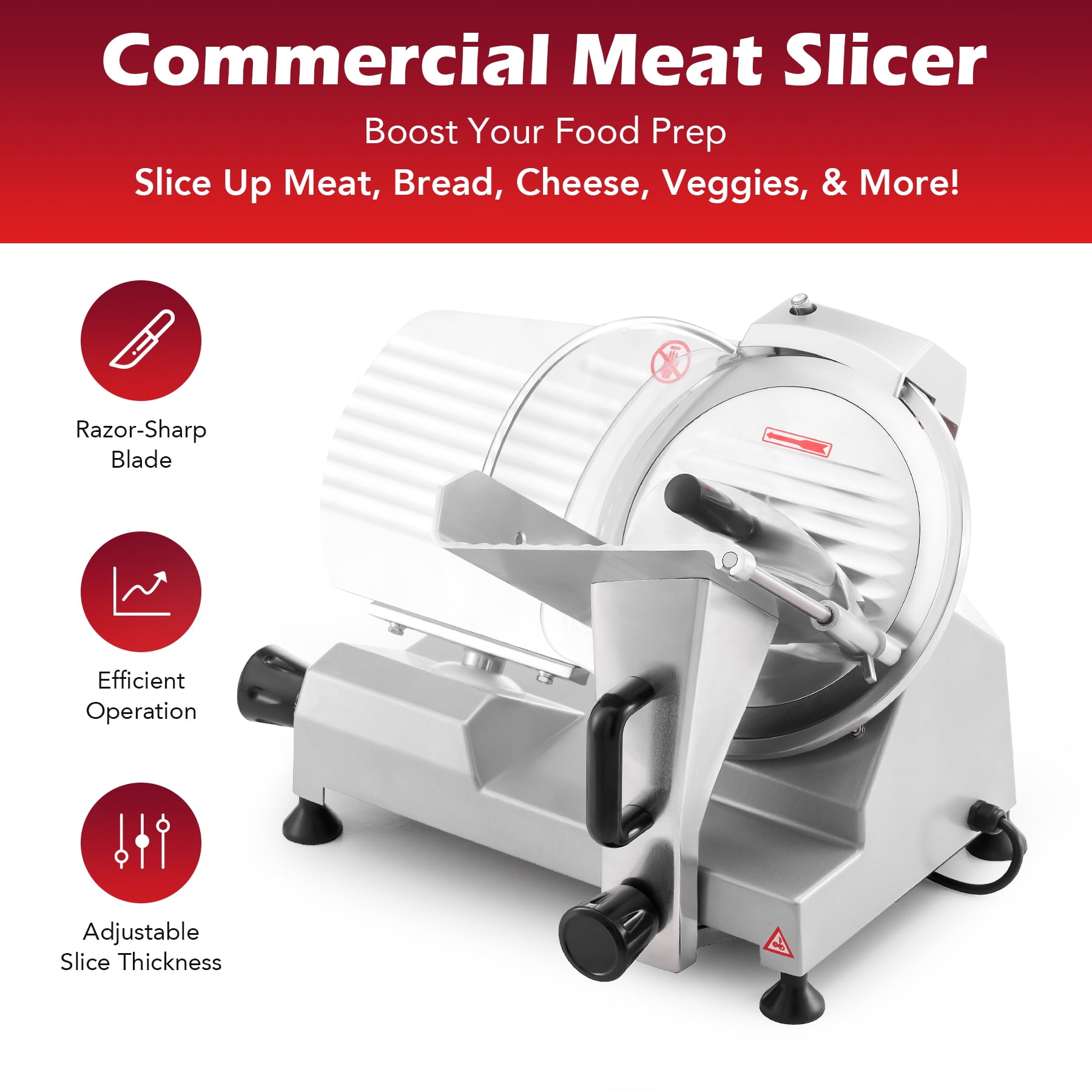 "Wilprep Stainless Steel Kitchen Commercial Meat Slicer, 150W Electric ...