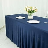 BalsaCircle 6 ft Fitted Navy Blue Premium Spandex Rectangle Tablecloth ...