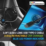 Cellet 3Amp / 15Watt USB Type-C Retractable Car Charger for LG Stylo 4 ...