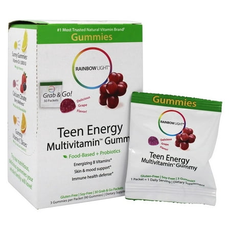 Rainbow Light Teen Multivitamin - Energy - Gummy - 30 Packets - Walmart.com