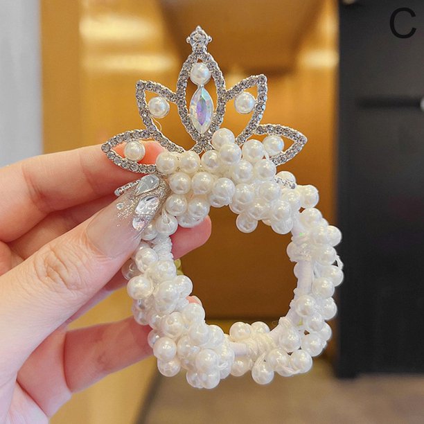 Princess Crown Tiara Barrette Hair Pin Fastener Rhinestone Pearls C2O0 ...
