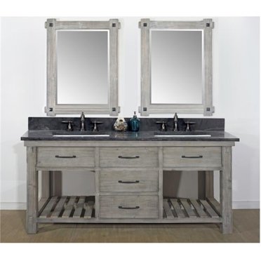 WK1860-G-CS SQ TOP 60 in. Solid Recycled Fir Double Sink Vanity in Grey ...