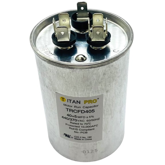 "Packard Titan Pro Round HVAC Motor Run Capacitor, 45+5 MFD, 440/370V ...