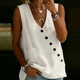 ATOYSOY Womens Asymmetric Button Wrap V Neck Sleeveless Vests Blouse ...