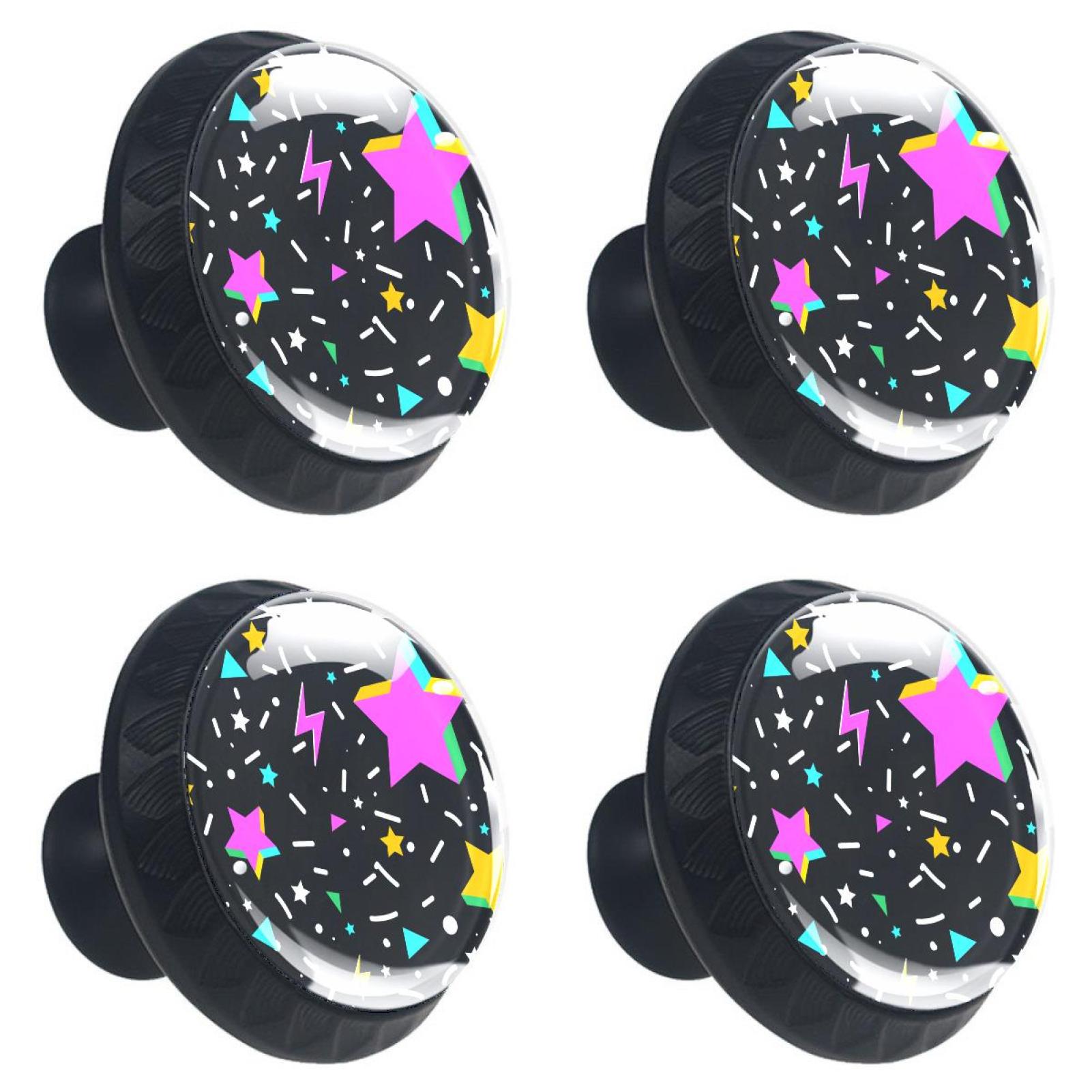 4 Pcs Black Stars Knobs for Kitchen Cabinet Cupboard Dresser Bookcase Drawer Pulls Handles Round ...