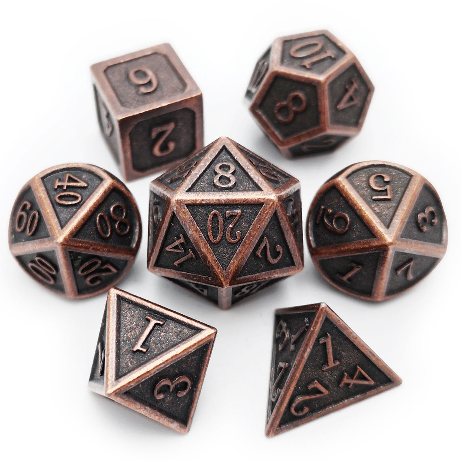 Haxtec Metal DND Dice Set Antique Copper D&D Dice With Leather ...
